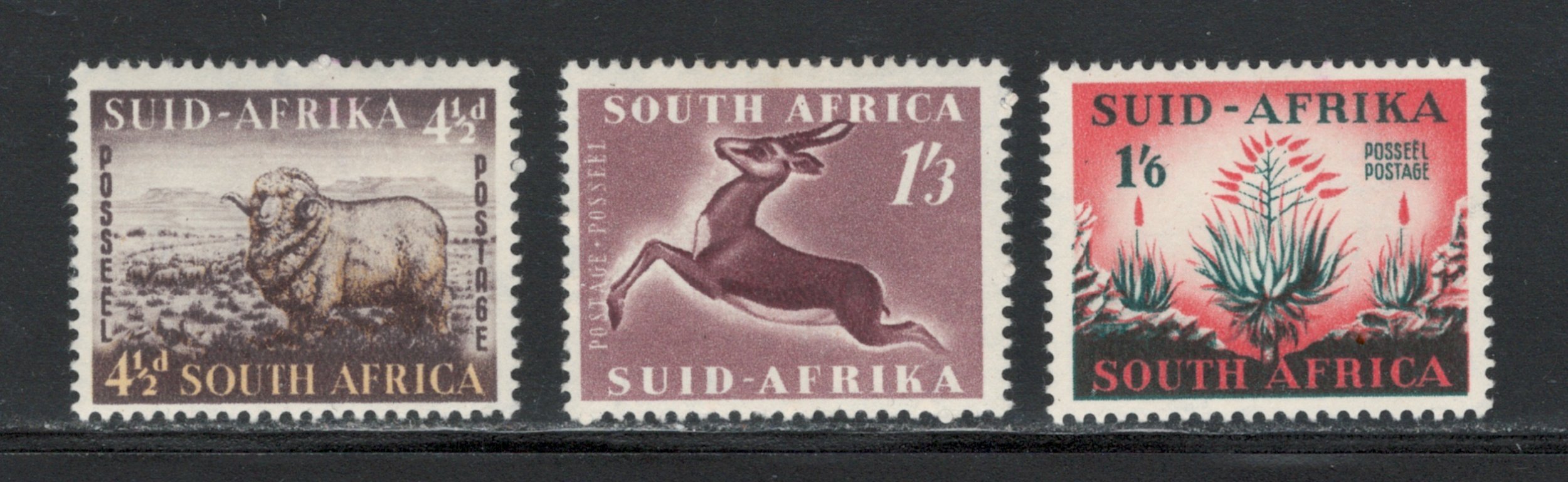 South Africa 1953 Merino Sheep, Springbok & Aloes Scott # 195 - 197 MH ...