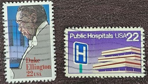 US Scott # 2210-2211; two used 22c commems from 1986; VF; off paper ...