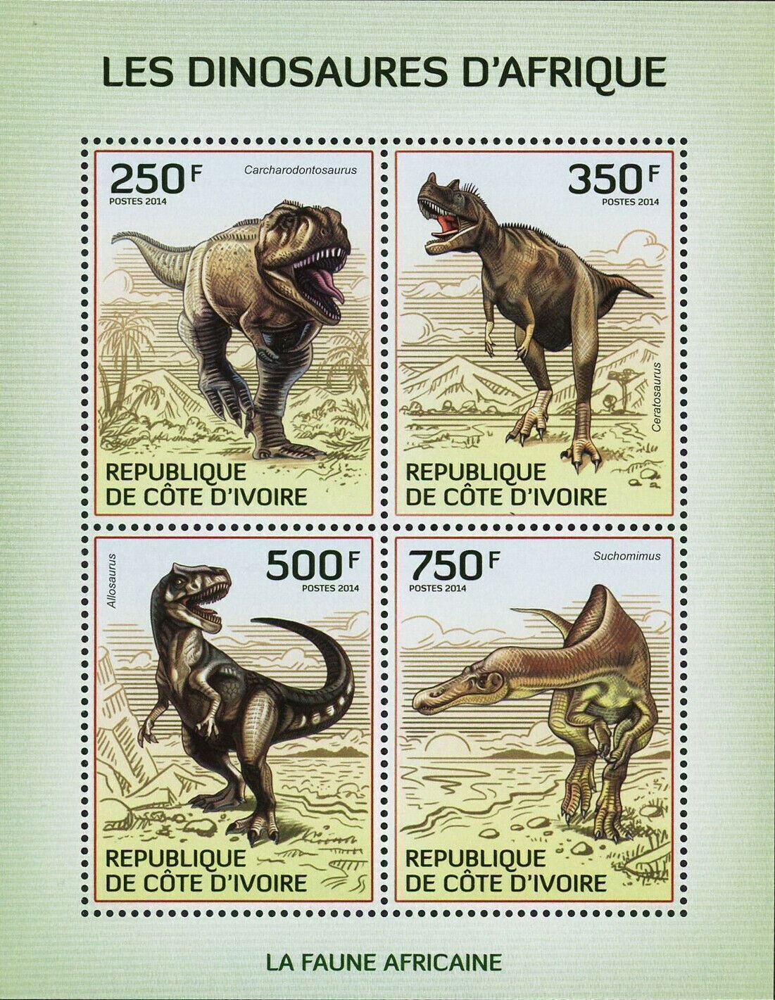 Dinosaurs Stamp Allosaurus Carcharodontosaurus Ceratosaurus Suchomimus ...