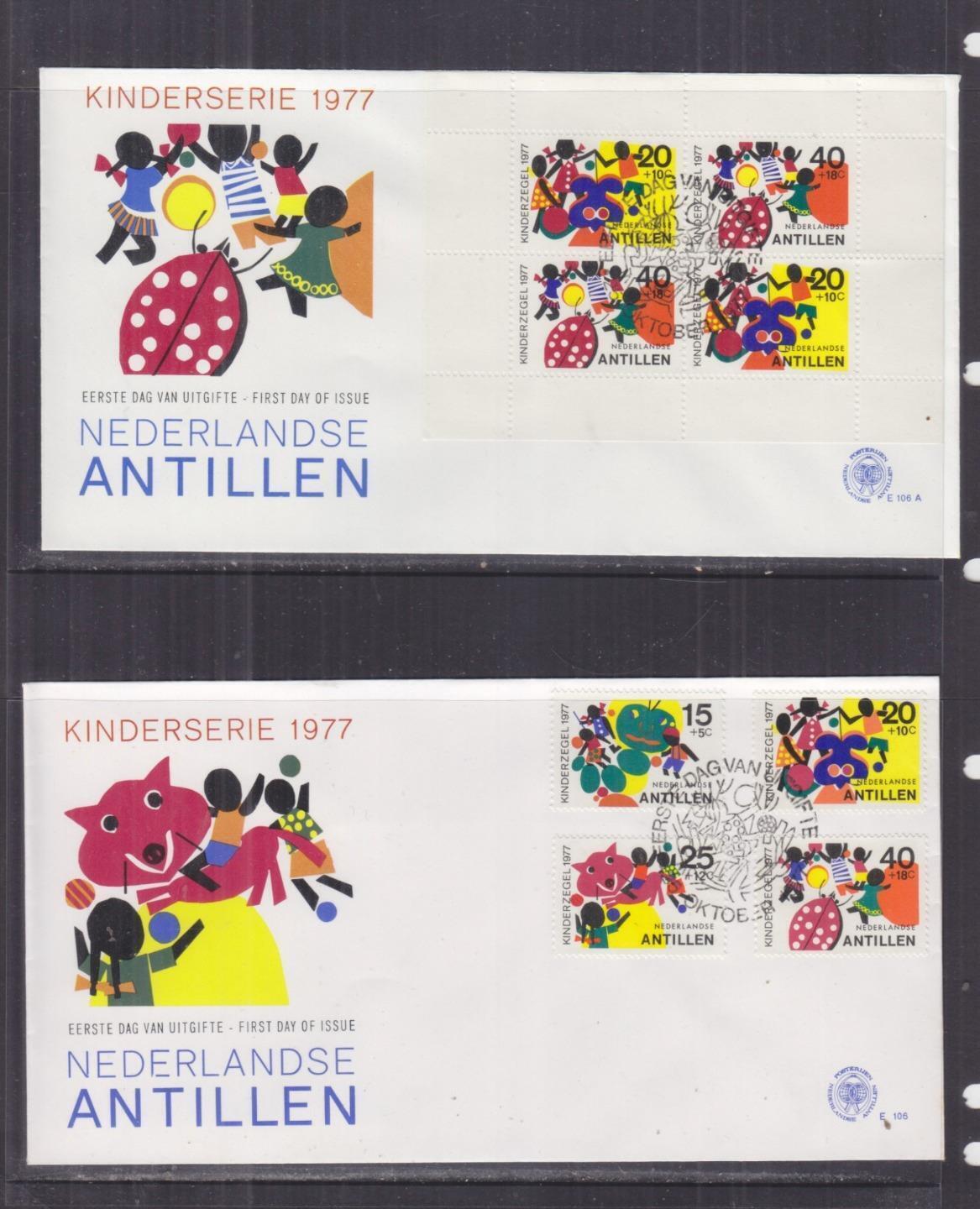 NETHERLANDS ANTILLES, 1977 Child Welfare set 4 & Souvenir Sheet First ...