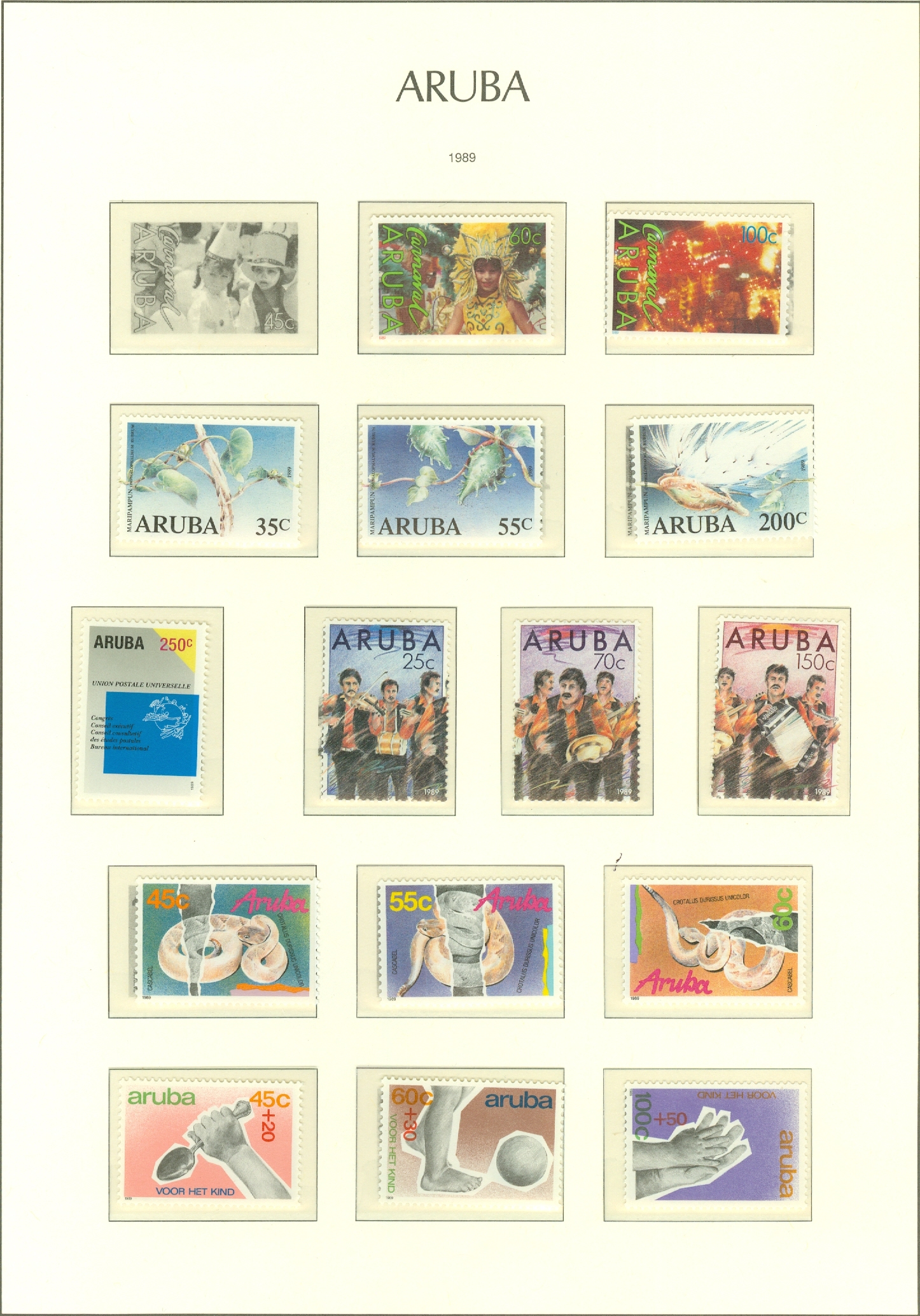 collection on pages Aruba 1986-89 mostly complete MNH CV $118 ...