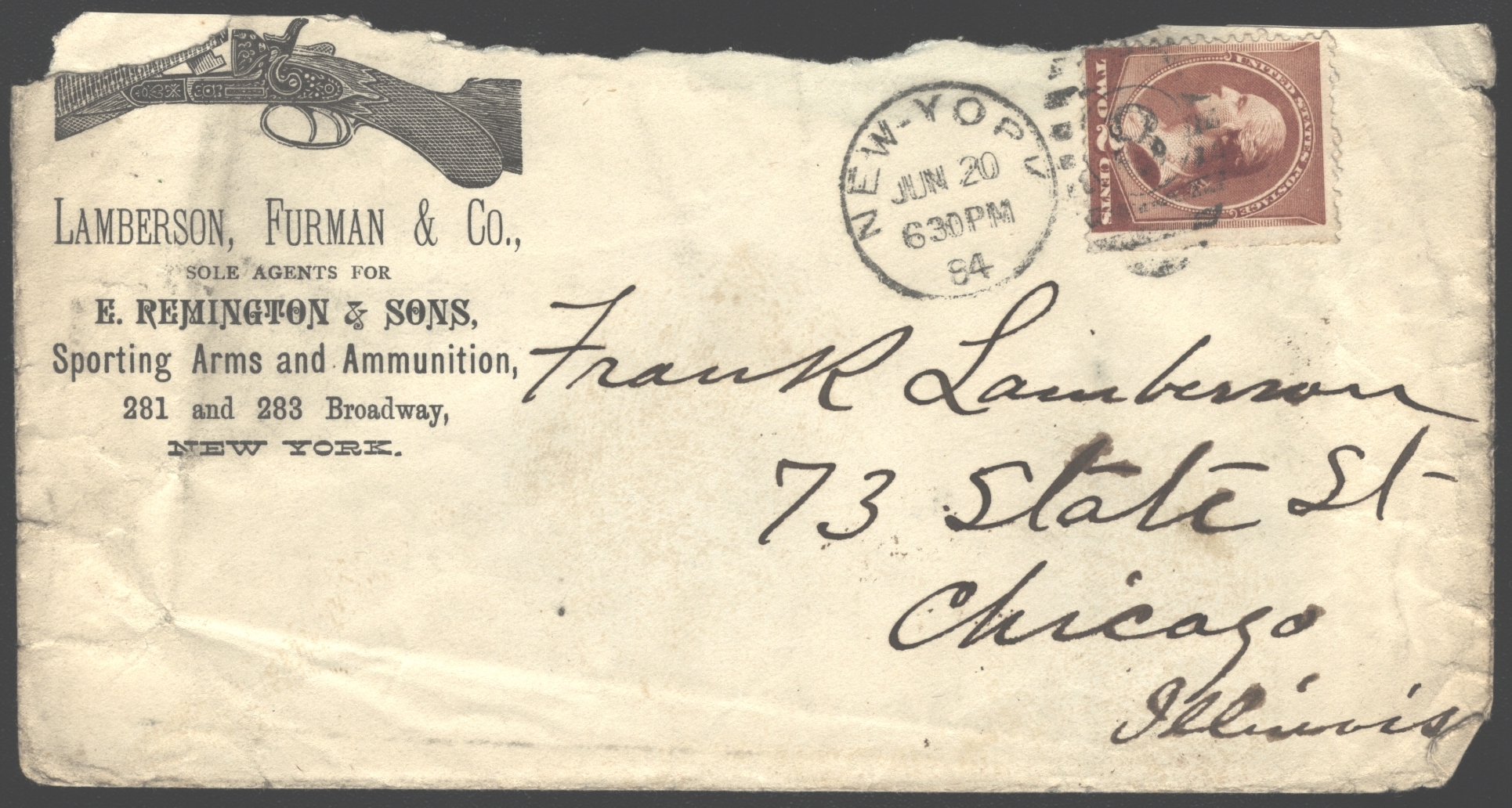 NY, NY Remington & Sons Firearm advertising cover 1884 | United States ...