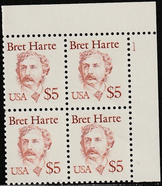 2196 MNH UR PB(4) Bret Harte, large block tagging - Great Americans ...