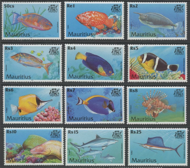 Mauritius 910-21 * mint hinged fish complete set (2204 75) | Africa ...