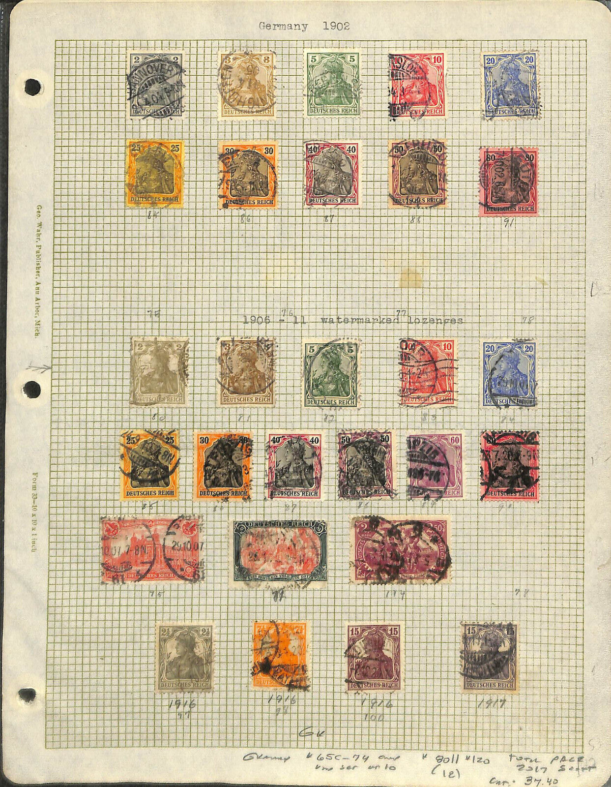 Germany, Postage Stamp, #65C-74, 80...120 Used, 1902-1906 (BA) | Europe ...