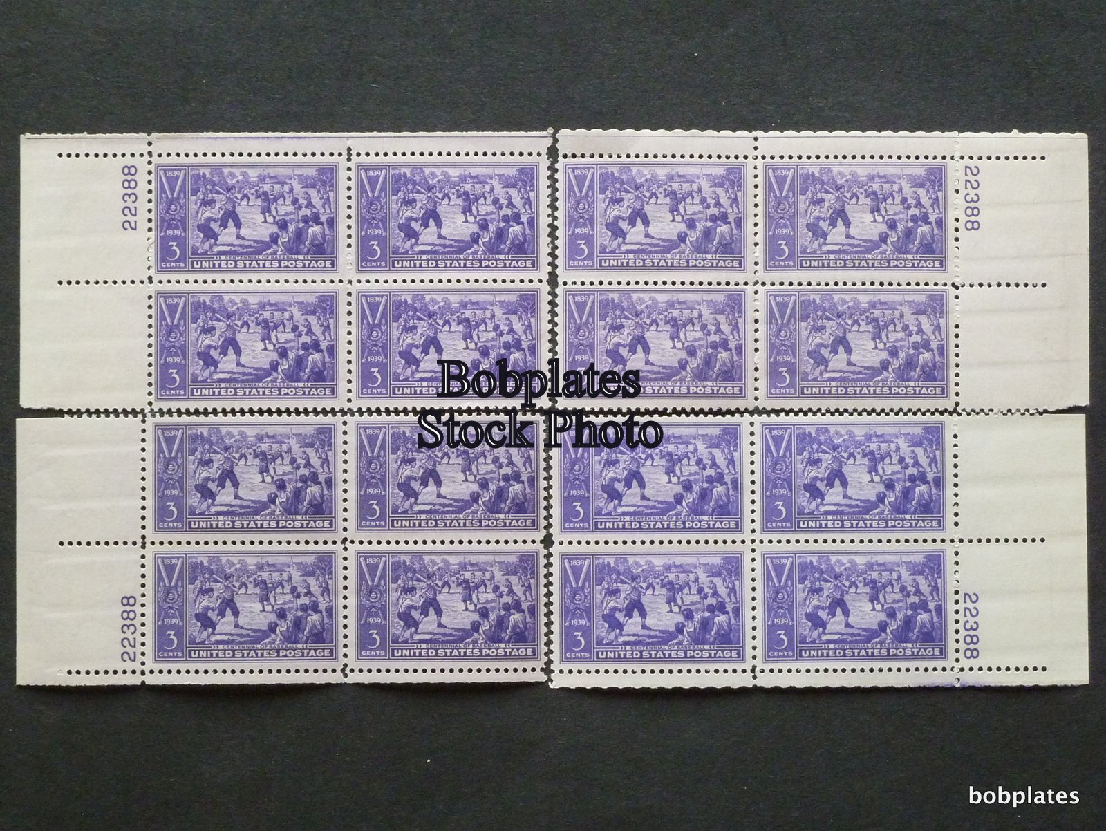 BOBPLATES US #855 Baseball Matched Set Plate Blocks 22385 F-VF NH SCV ...