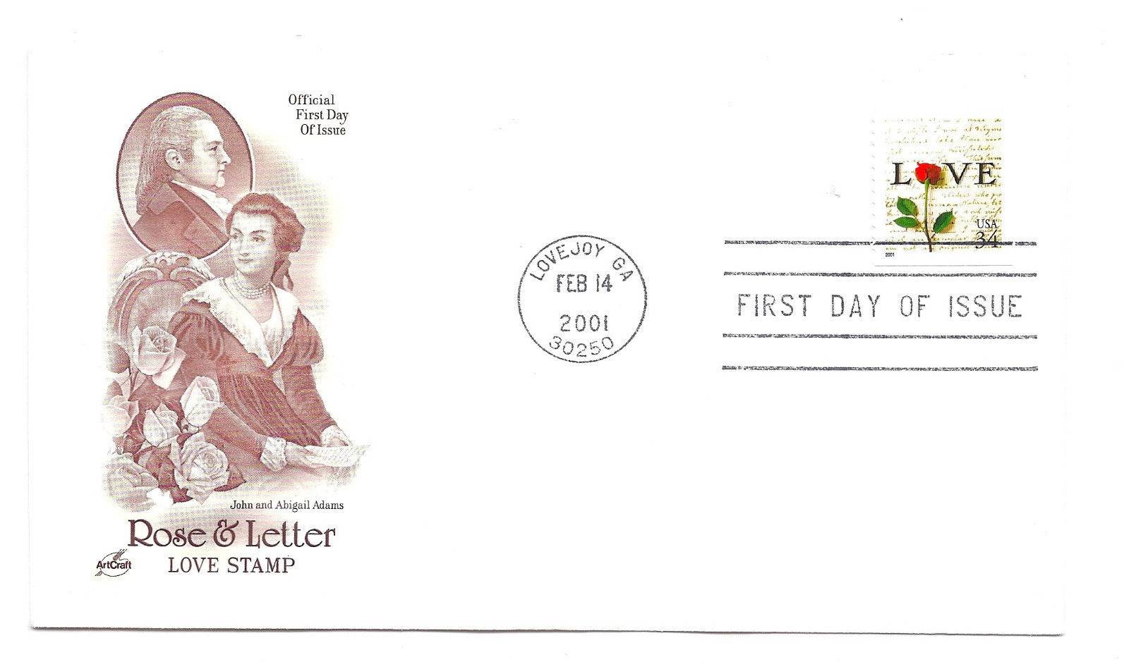 3498 34c Love Letters, VB, ArtCraft FDC | United States, General Issue ...