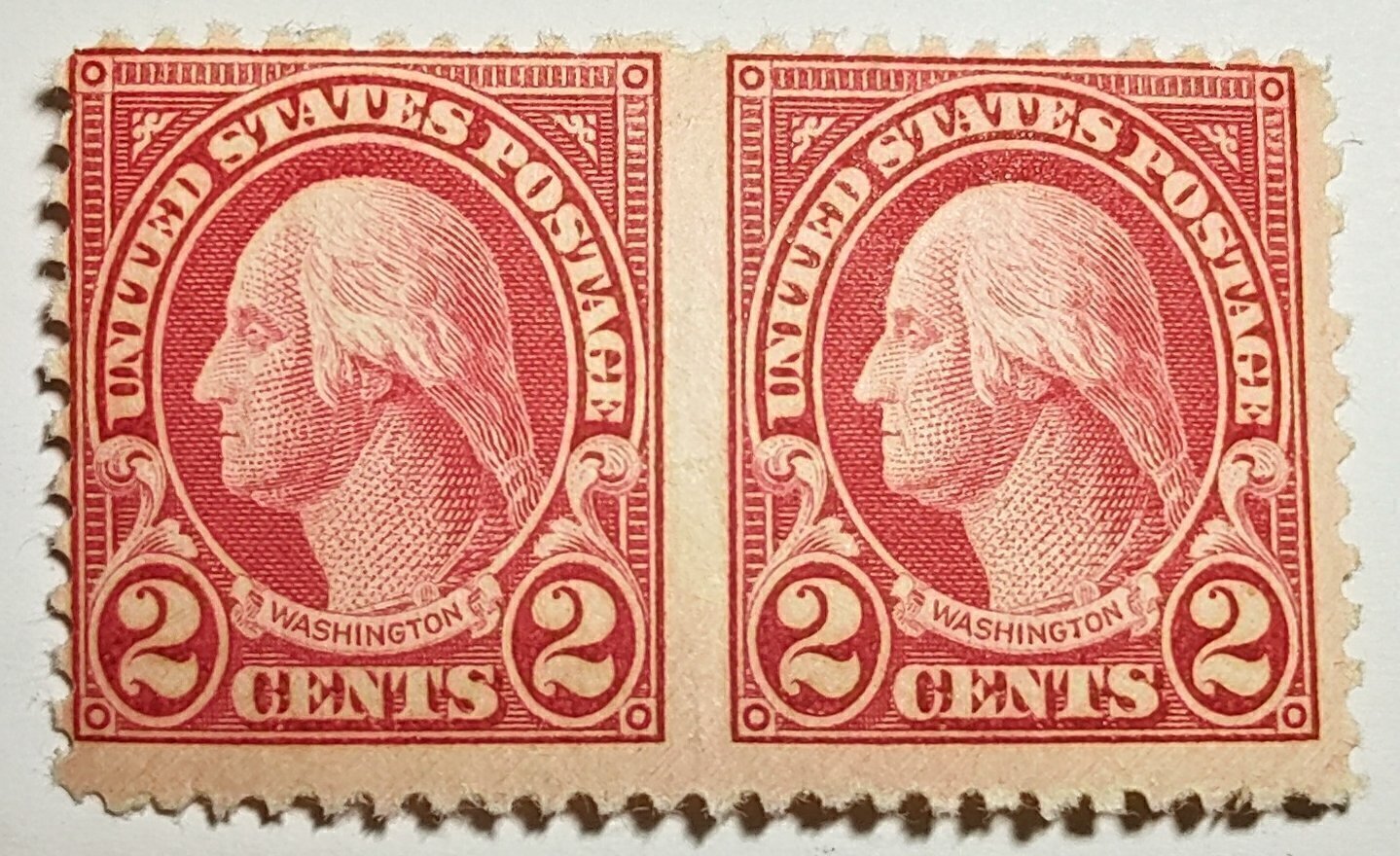 Scott Stamp #634c-1926 Wash. 2¢ Horiz. Pair Imperf. between. MNH OG SCV ...