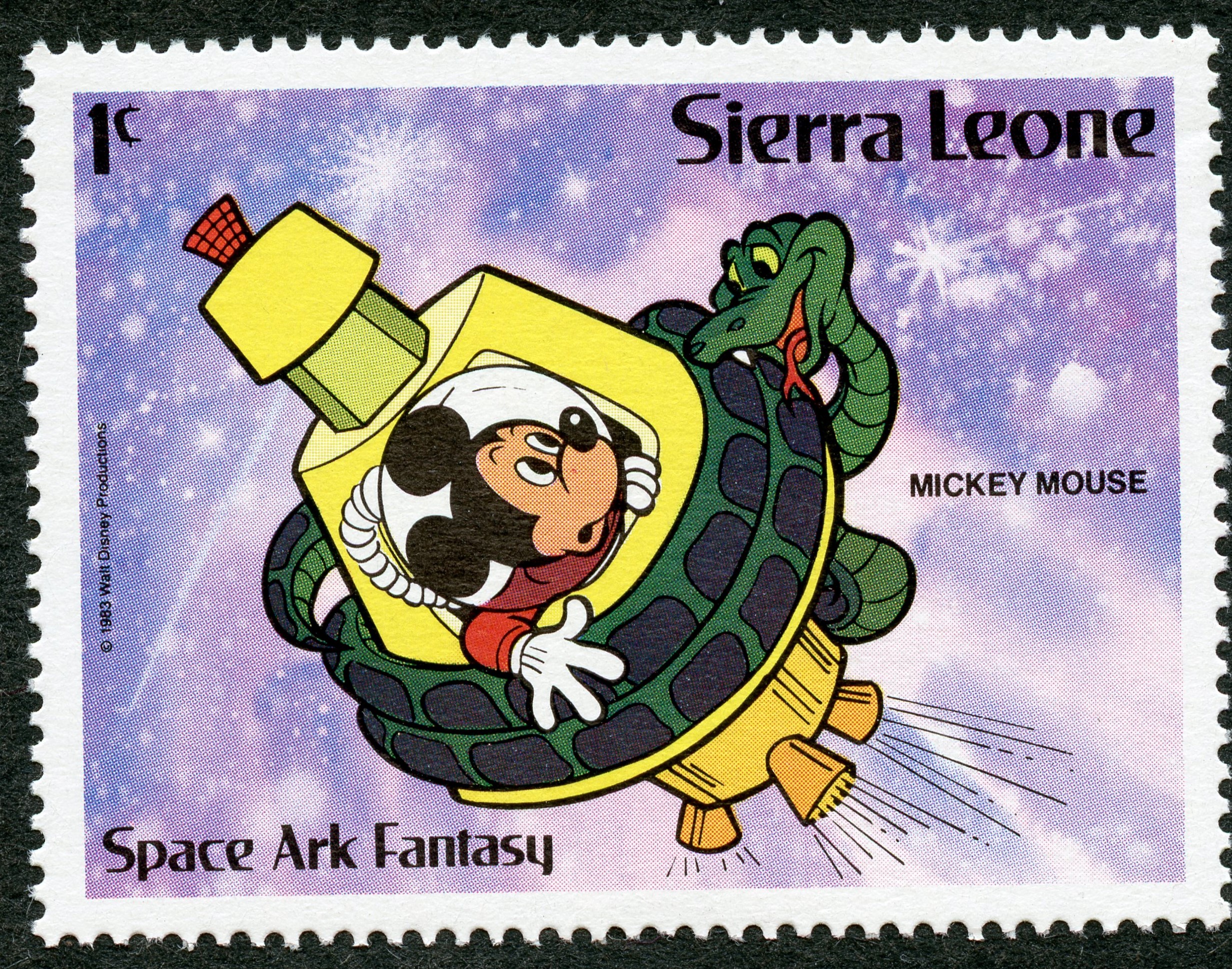 Disney, Mickey Mouse with a Snake, Space Ark, 1983 Sierra Leone. Scott ...