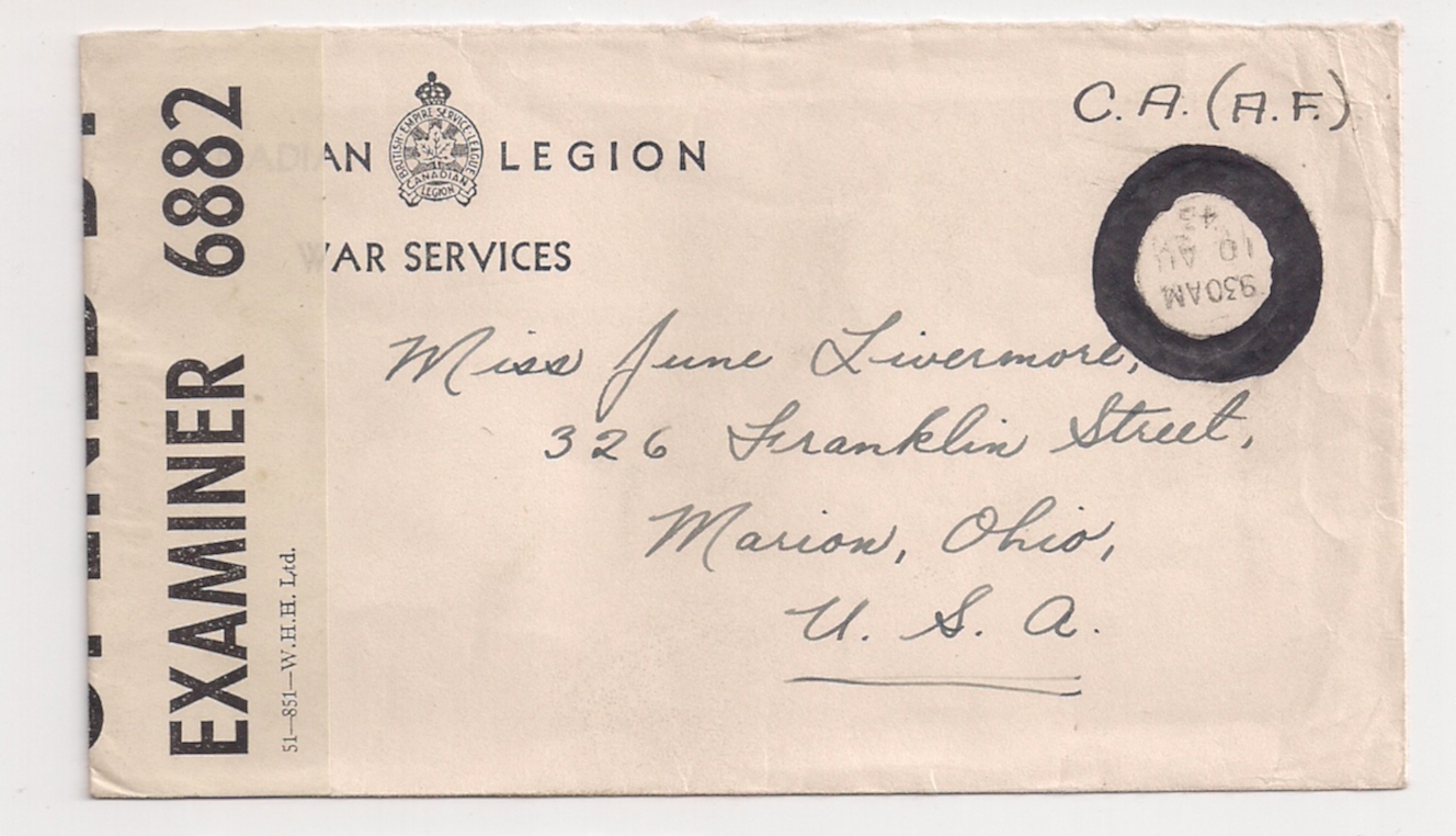 CANADA: Provisional blackout cancel 1943? CAAF imprint and blacked out ...