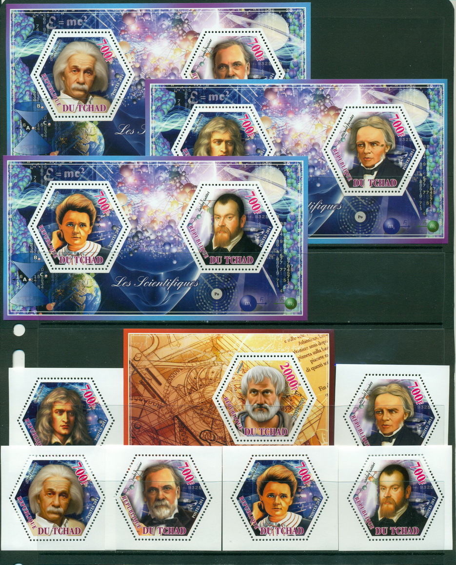 Tchad Chad 10 Sheets Scientists Curie Newton Complet Collection ...