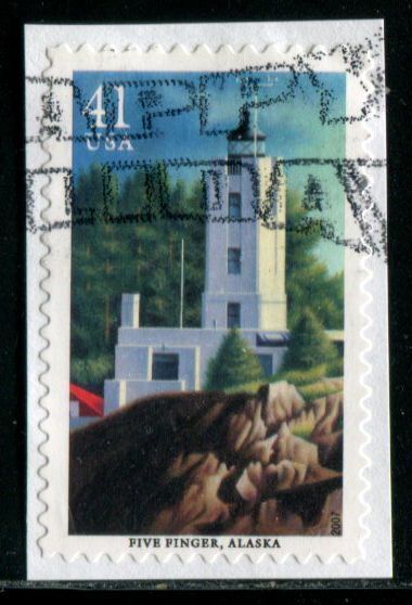 4147 US 41c Five Finger, AK Lighthouse SA, used on paper | United ...
