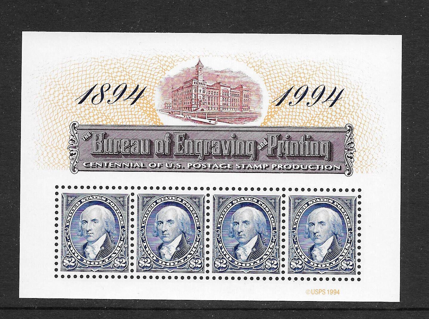 Scott #2875a, Pane of 4 with MINOR DOUBLE TRANSFER ON RIGHT STAMP, Cat ...