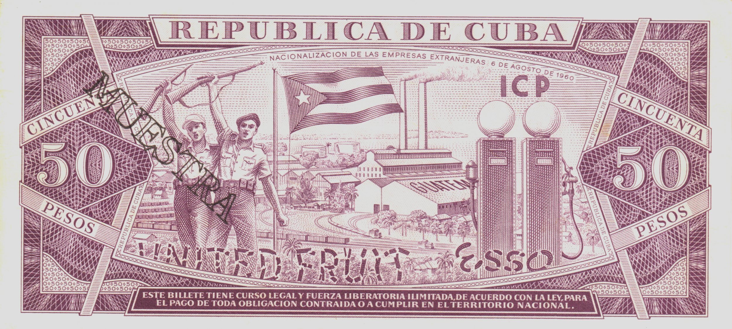 1961 Cuba 50 Pesos Specimen Che Guevara Signature Crispy Unc ...