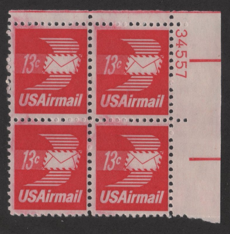C79 13c Winged Envelope 34557 UR Plate Block | United States, Air Mail ...
