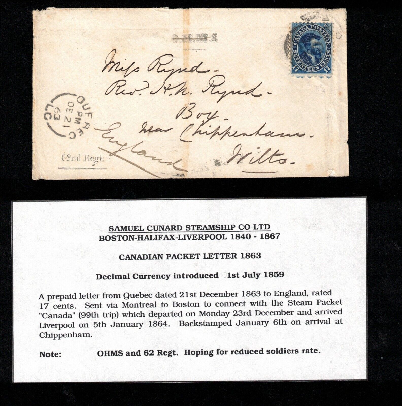 Canada #19 Used On Rare Soldiers Cover To UK With 62 Regiment & Rare ...