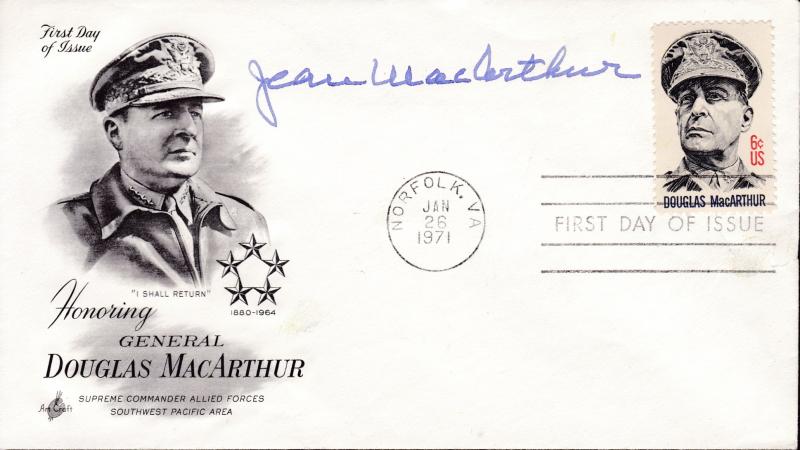 United States 1971 General Douglas MacArthur FDC signed by his wife ...