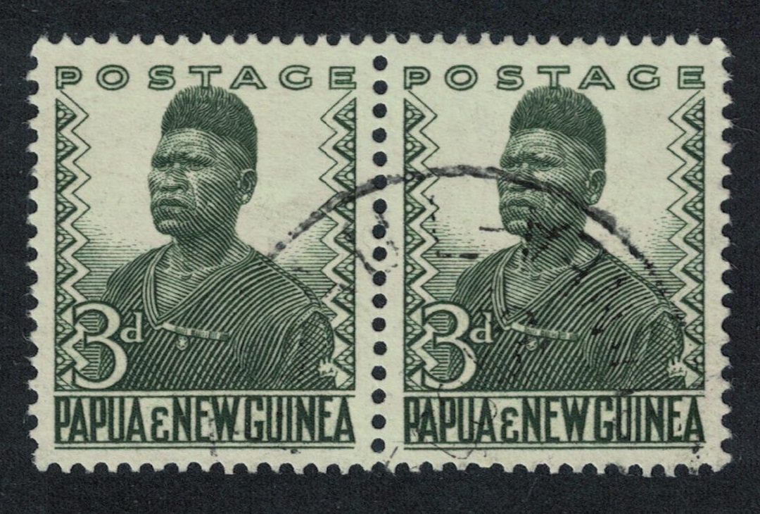 Papua NG Native Policeman Definitive 3d pair 1952 Canc SG#5 SC#126 ...