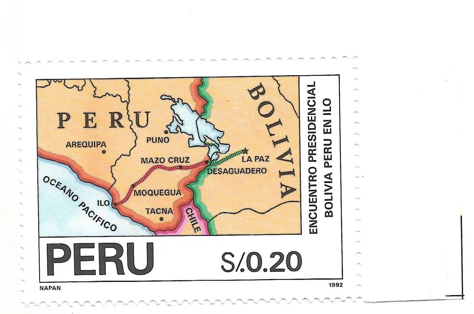 Peru 1992 Presidential Meeting Maps Peru and Bolivia Border SC 1018 MI ...