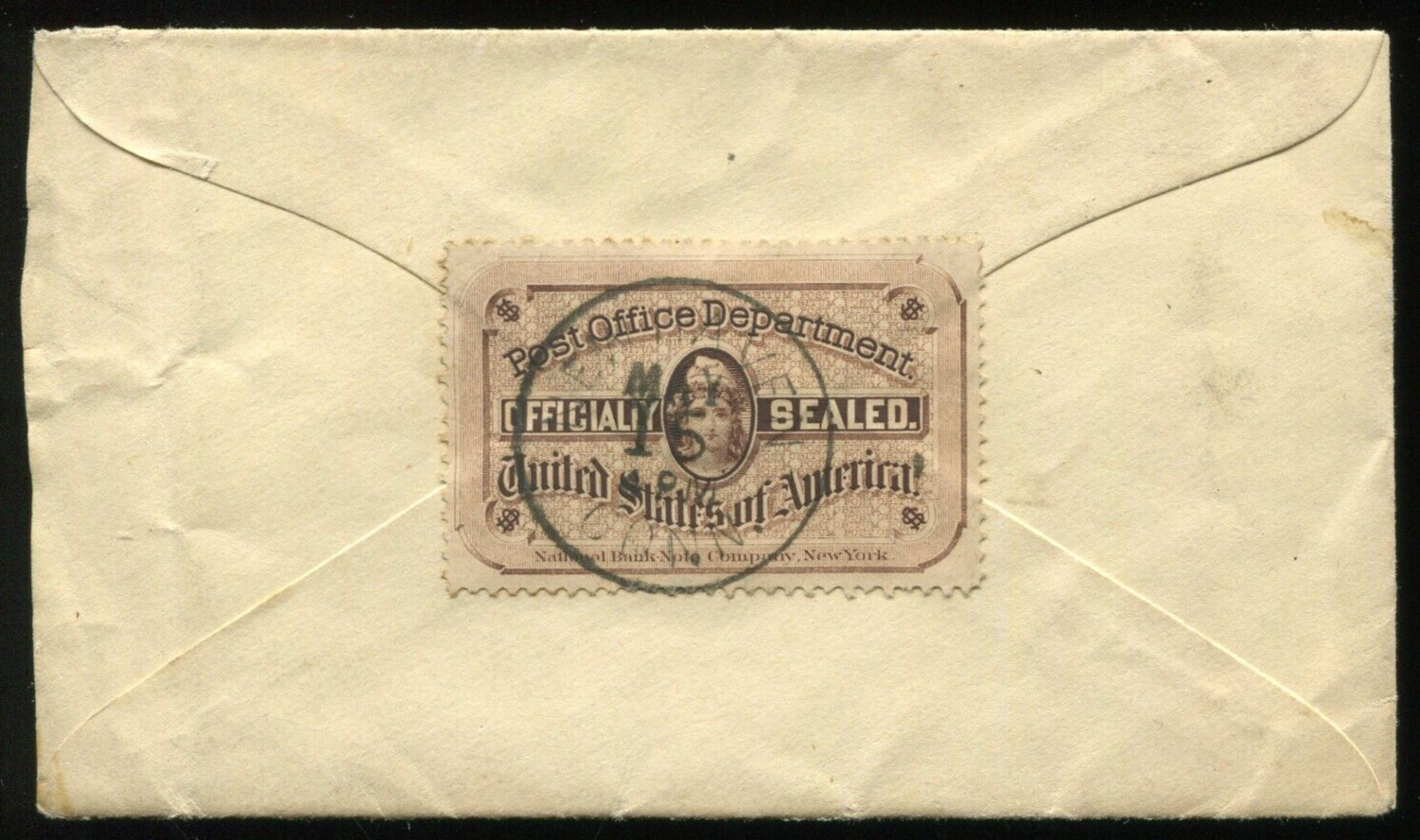 OX1 Post Office Seal Tied on Stampless 1879 Post Office Cover with PF ...