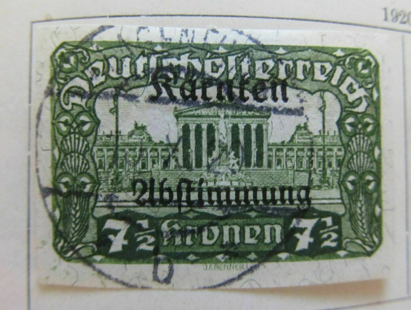 1921 A5P39F317 Austria Semi-Postal Stamp optd 7 1/2k imperf used ...