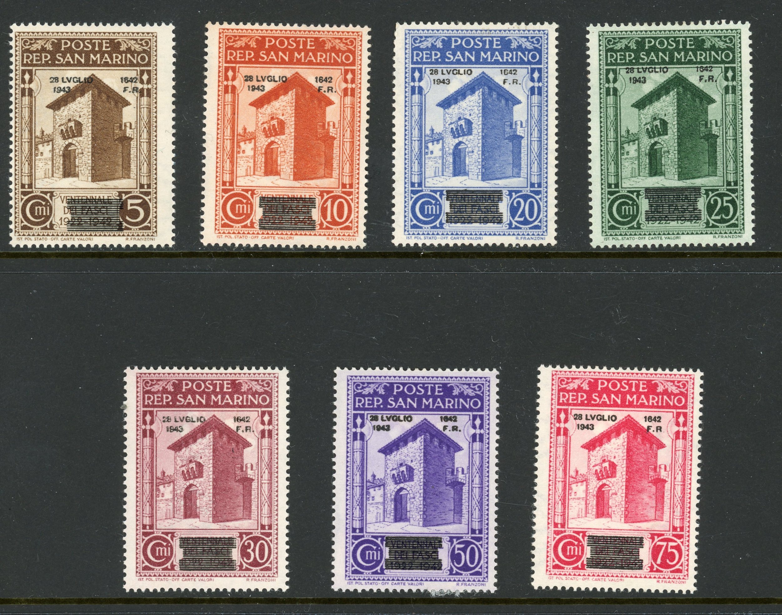 San Marino 215-221 MH 1943 Overprint | Europe - San Marino, General ...