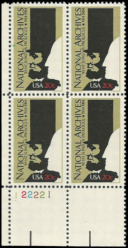 PCBstamps US #2081 PB 80c(4x20c) National Archives, MNH, (PB-3 ...