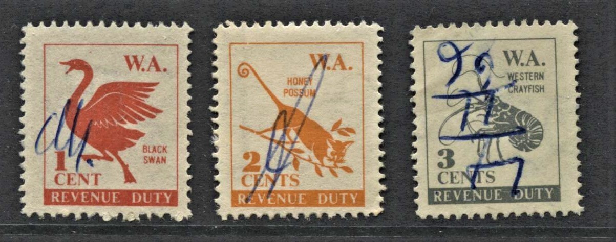 STAMP STATION PERTH - Western Australia #Revenue Duty 1c, 2c & 3c Used ...