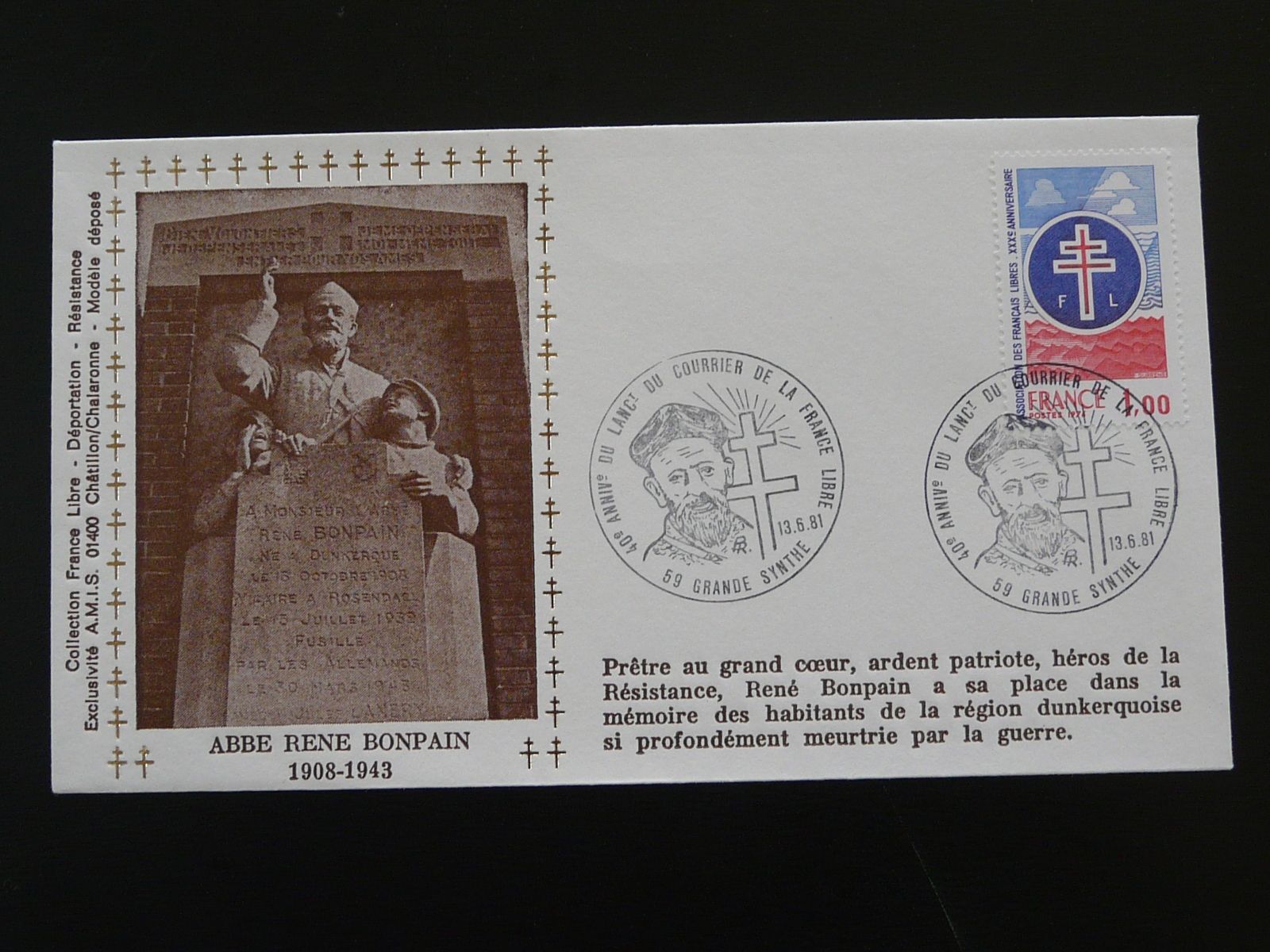 world war II ww2 Resistance heroe Rene Bonpain cover France 1981 ...
