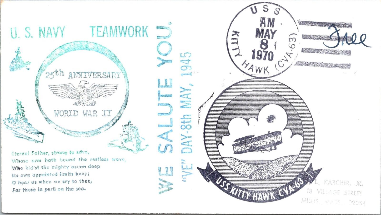 USS Kitty Hawk - 5.8.1970 - 25th Anniversary WWII / Free Frank - F51285 ...