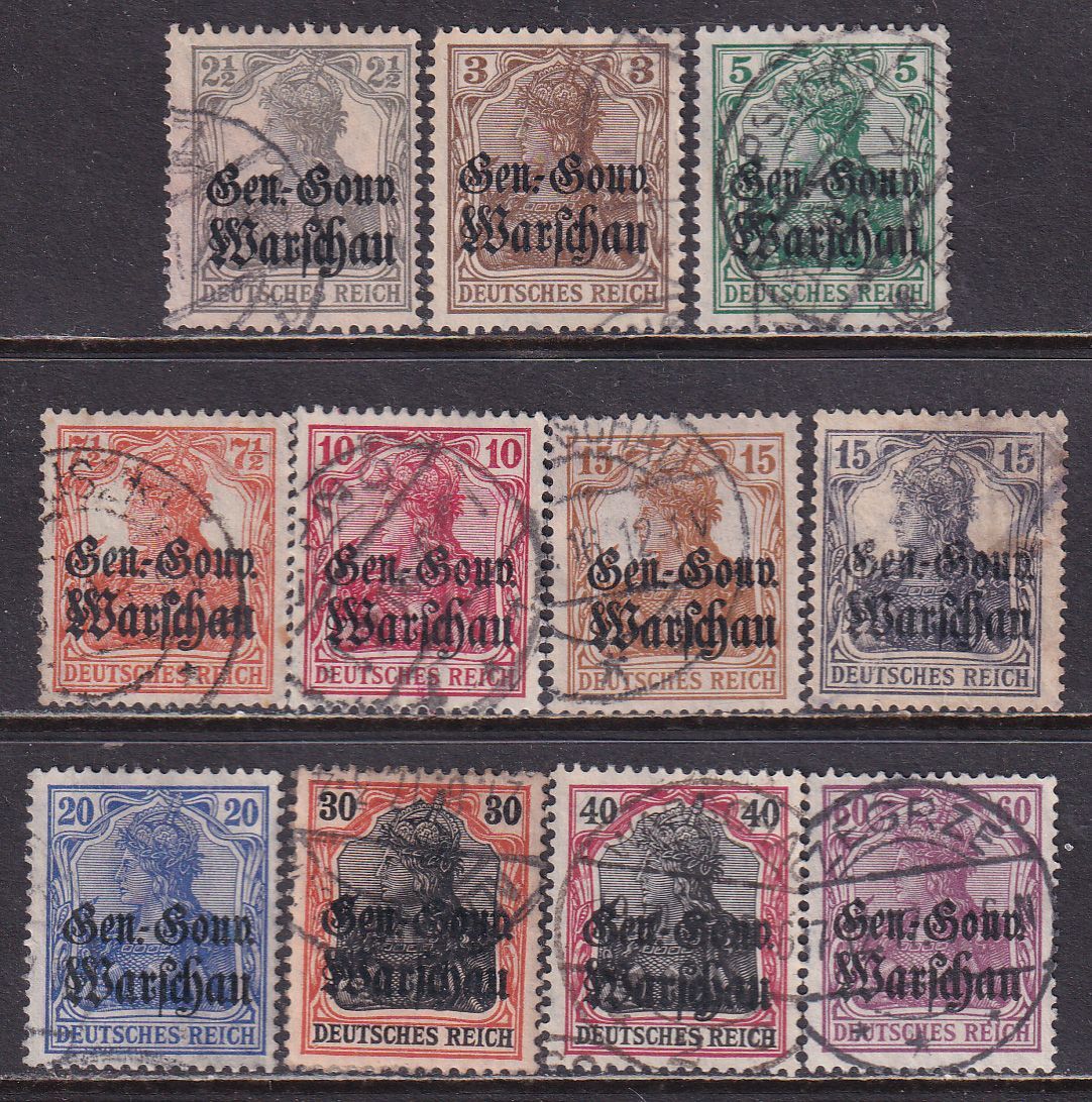 Poland 1916-7 Sc N6-16 General Gouvernement German Occupation Stamp ...
