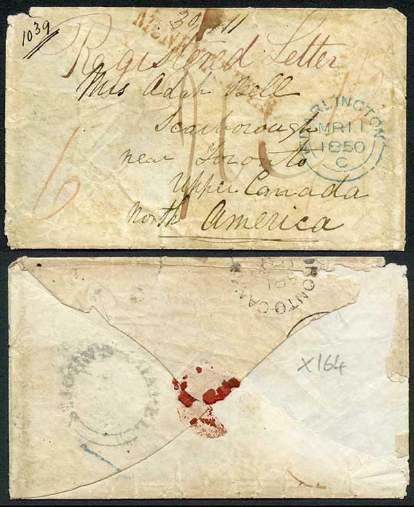 1850 One of the earliest known Canadian Money Letters Very Rare ...