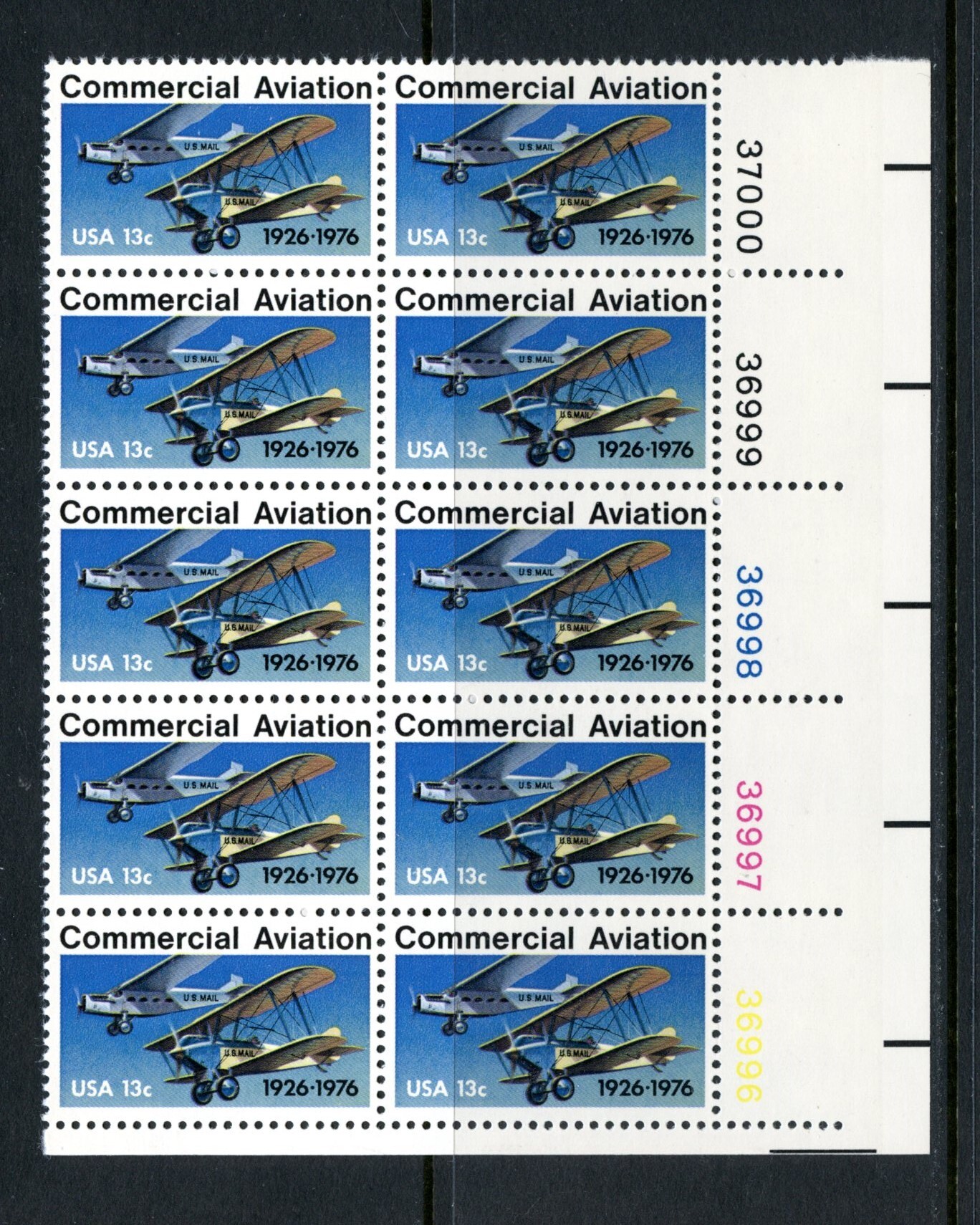 Scott 1684 13¢ Commercial Aviation Plate Block of 10 MNH | United ...