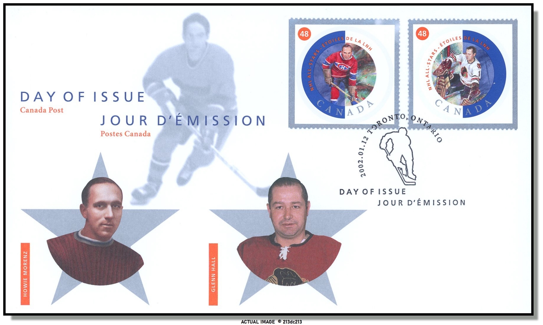 Canada FDC #1935c-1935d - NHL All Stars-3 (2002) 2 x 48¢ | Canada ...