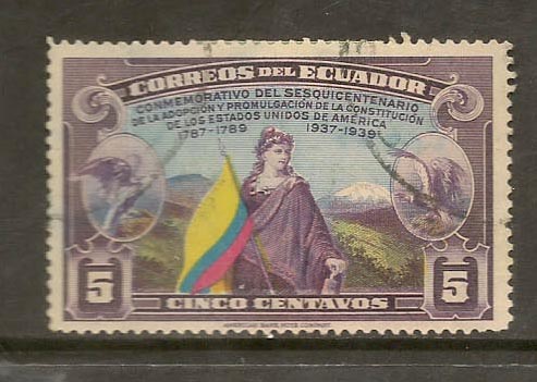 Ecuador Stamp VFU 1938 Liberty Carrying Flag 5 Centavos #Nb1 | Central ...