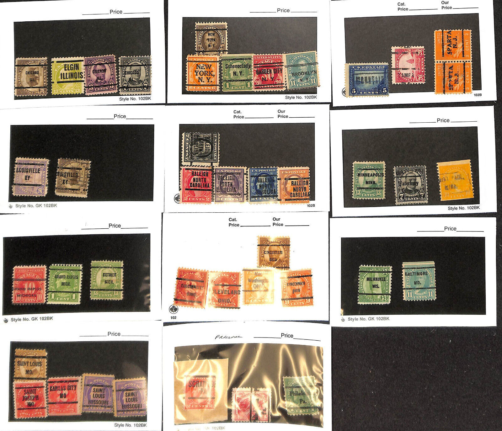 USA Precancel Stamp Collection, Lot of 102 Cards | United States, Stamp ...