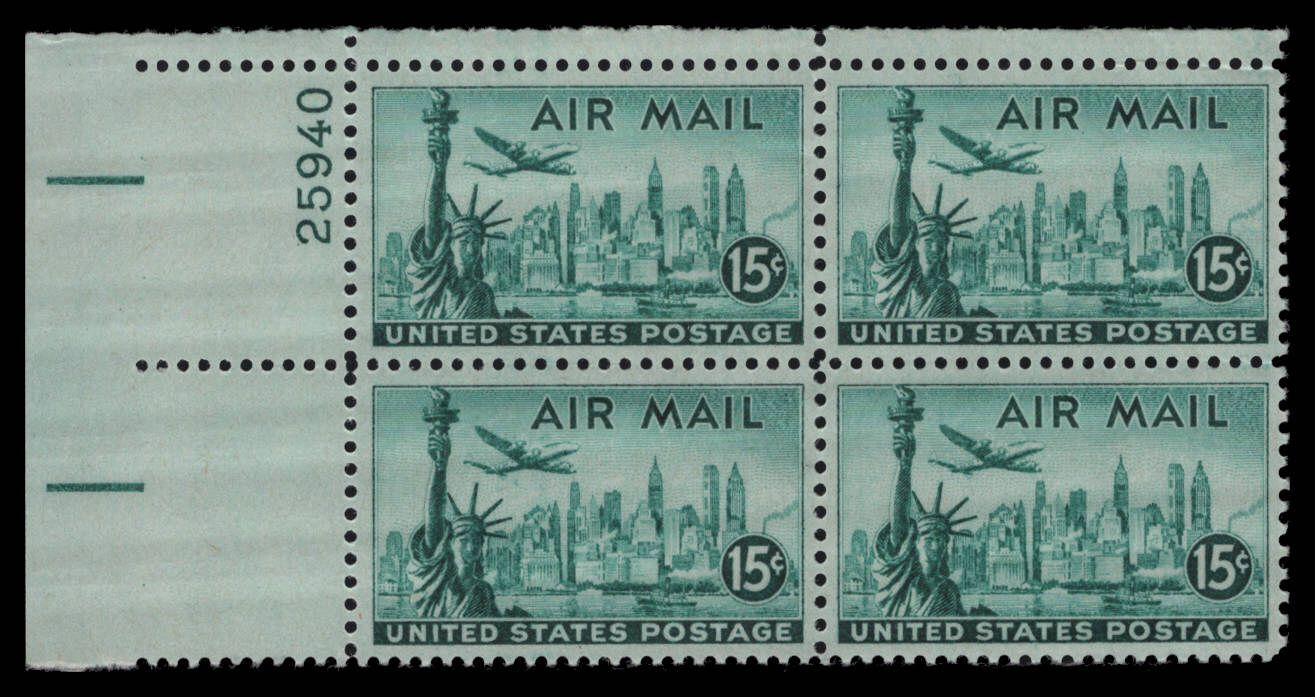 US Scott #C35b MNH OG "Dry Printing" Plate Block UL #25940 eGraded W ...