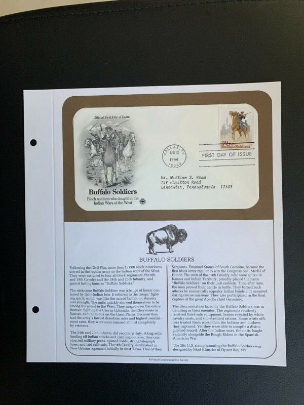 buffalo soldiers stamp FDC with introduction pages | United States ...