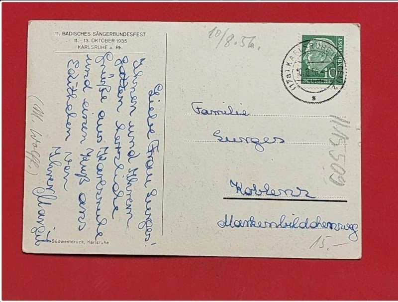 RARE! Nazi Germany Sangerbundfest postcard 1935 postmarked 1956! WW2 ...
