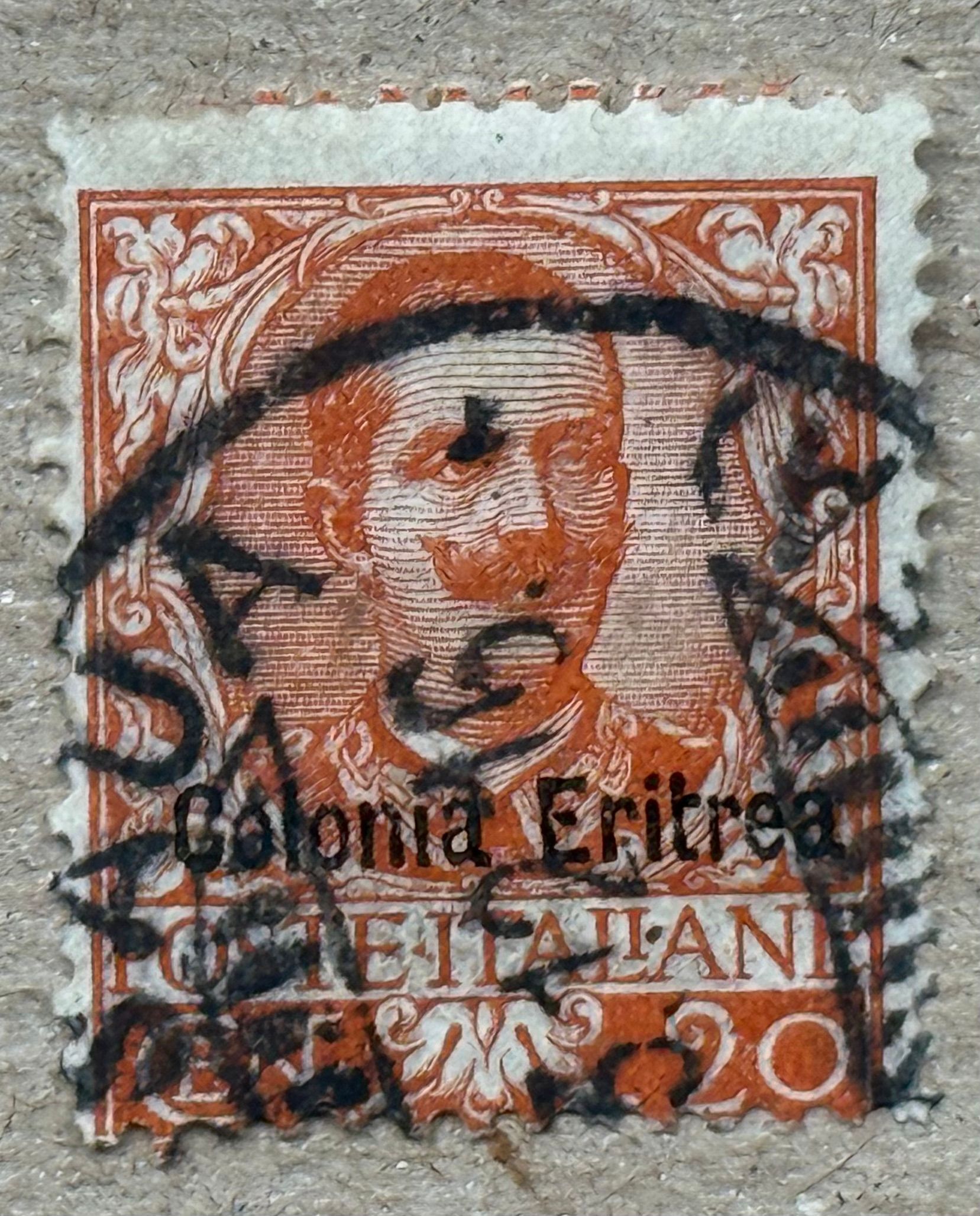 Eritrea 1903 20c with type "a" overprint, used. Scott 23, CV $1.10 ...