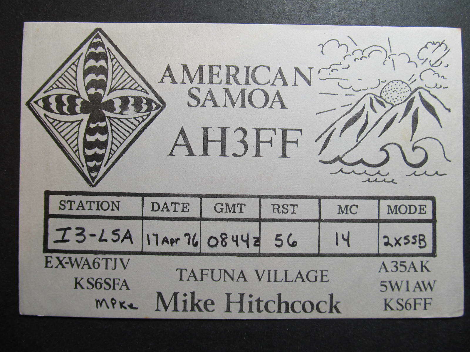 9960 Amateur Radio QSL Card TAFUNA VILLAGE AMERICAN SAMOA | Australia ...