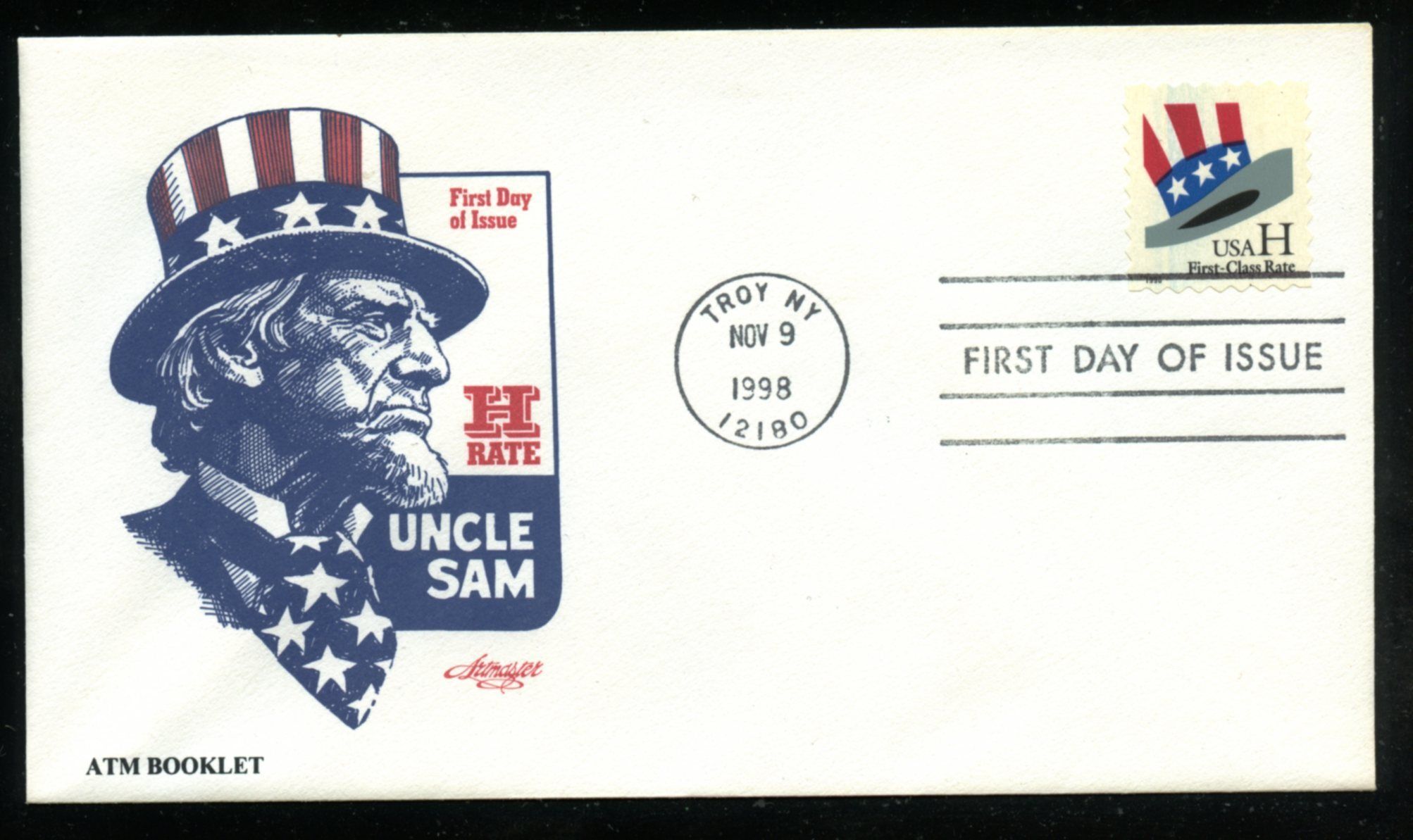 US 3269 Uncle Sam First Class H rate Bklt Perf 8 UA Artmaster cachet ...