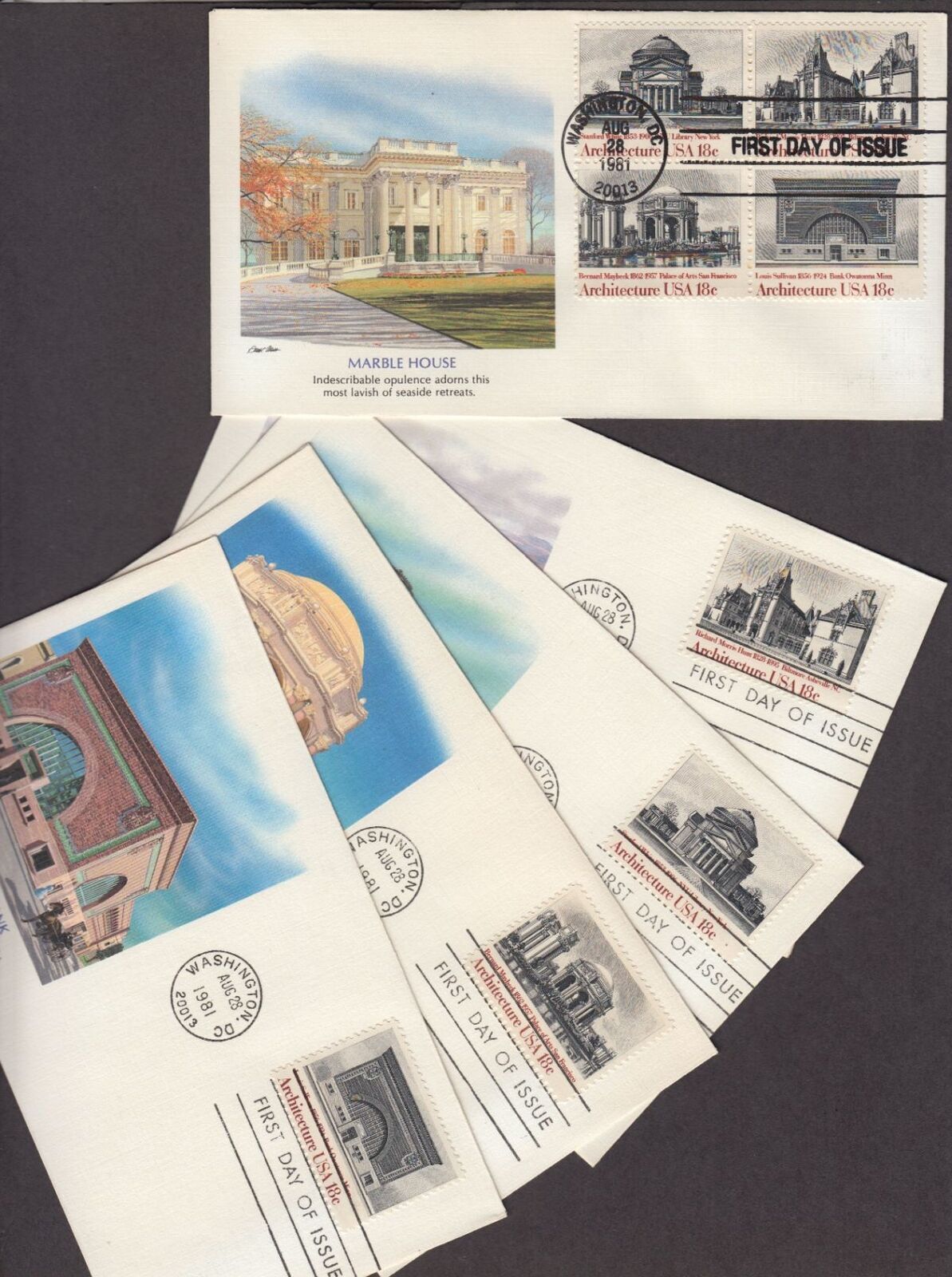 1981 American Architecture Sc 1928-31 1931a set of 5 FDCs premium ...