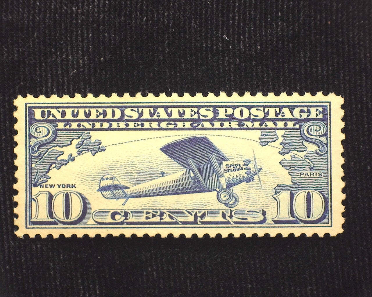 HS&C: Scott #C10 10c Lindbergh Outstanding large margin stamp. Mint XF ...