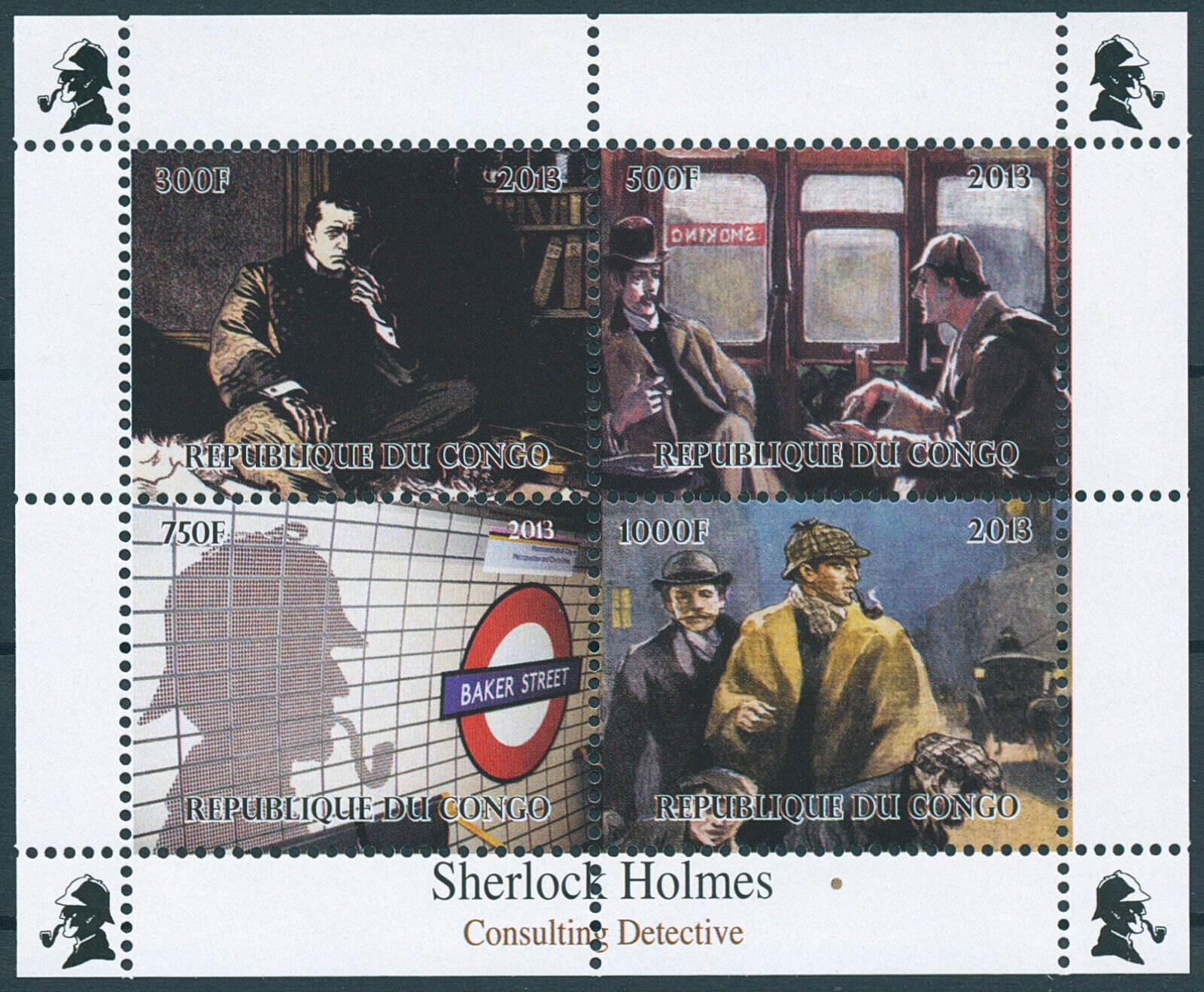Sherlock Holmes Stamps 2013 MNH Consulting Detective Literature 4v M/S ...