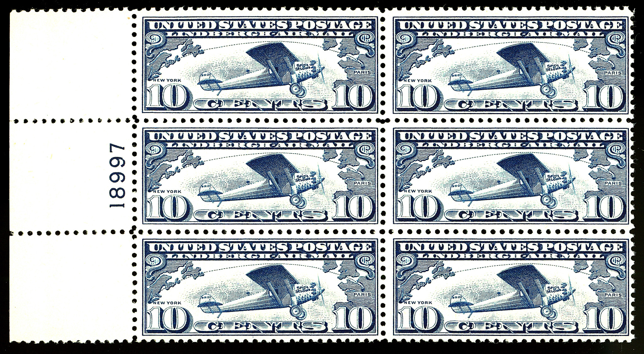 U.S. #C10 Mint PL# Block of 6 OG NH | United States, Air Mail Stamp ...