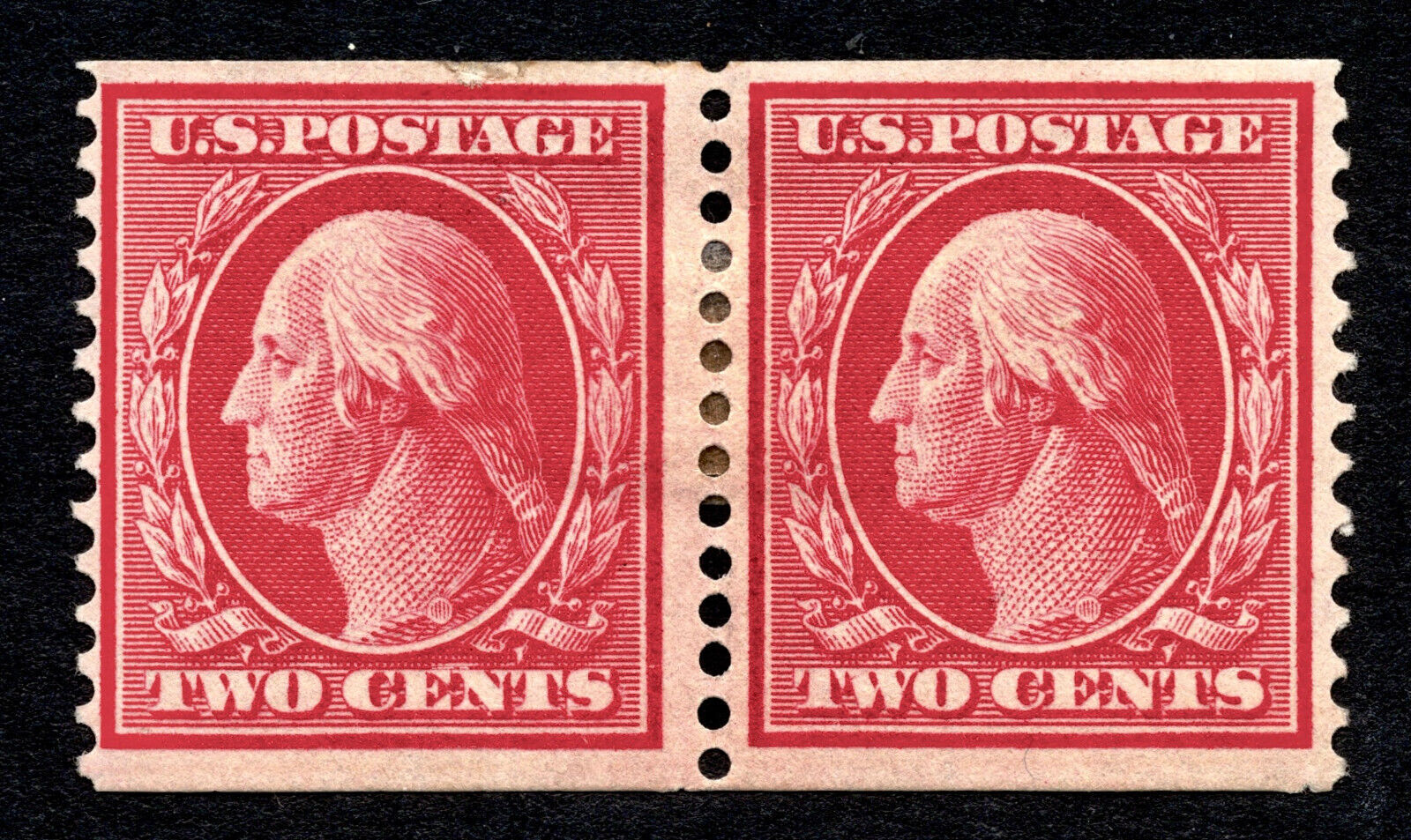 US 1909 2 ¢ Washington Vert Coil 3mm Space Stamp #353 MH CV $225 ...
