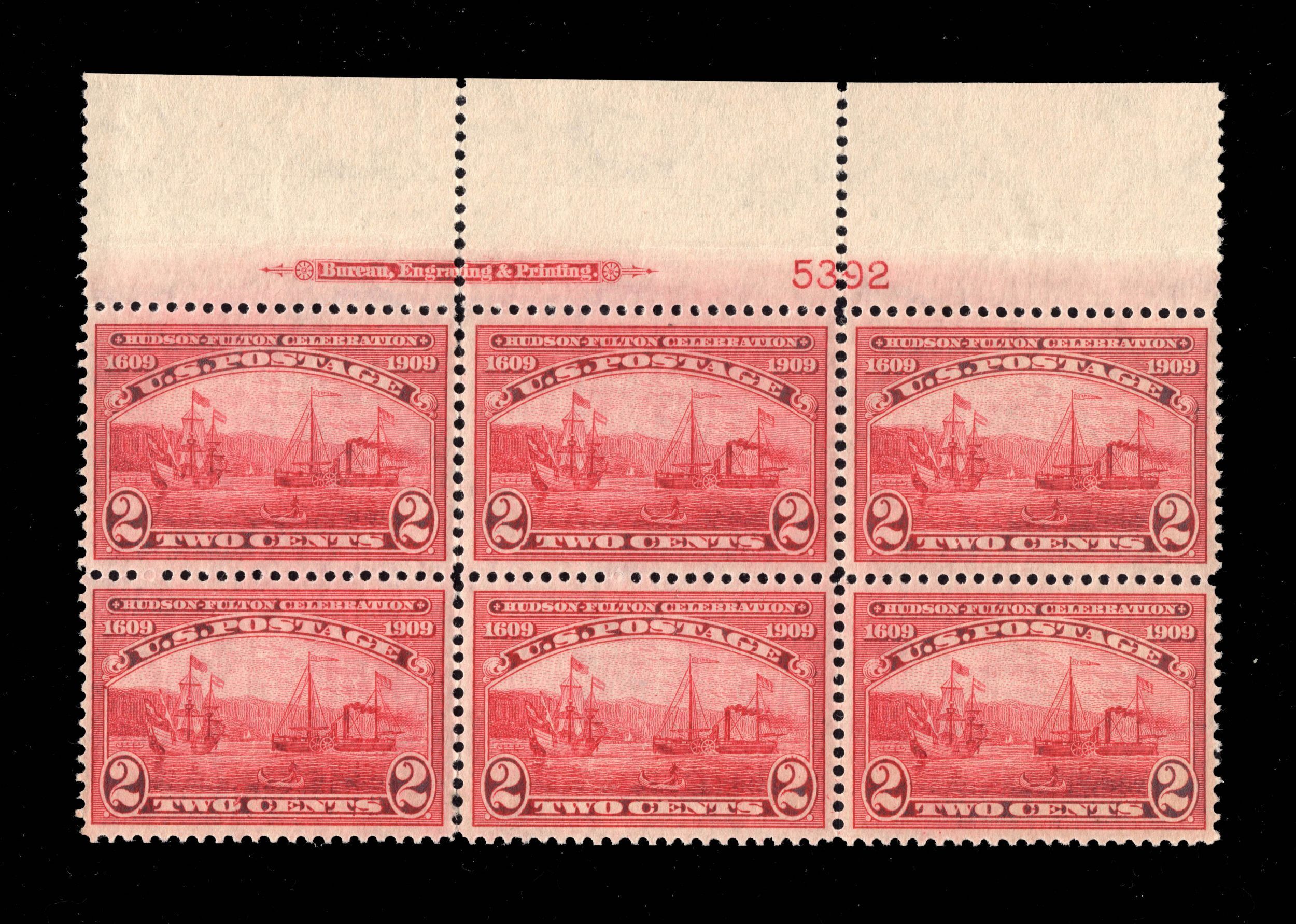 US Stamps # 372 Wide TOP Plate Block of 6 Mint OG NH VF+ LOT #9742 ...