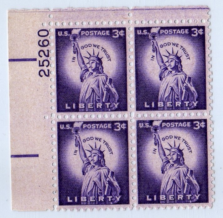 1035c 3c Liberty 25260 UL Plate Block | United States, General Issue ...