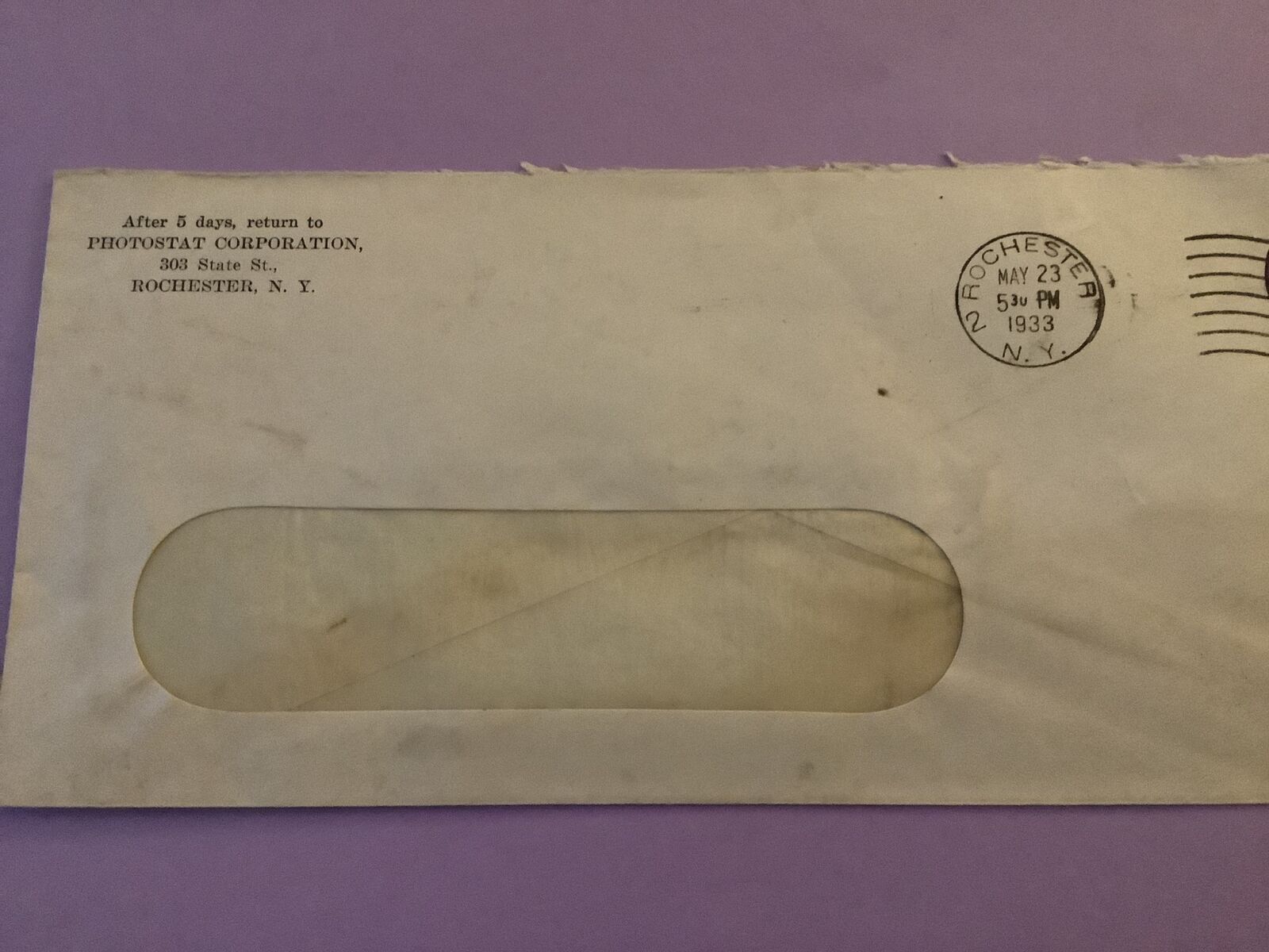 U.S Photostat Corporation Rochester NY 1933 Postage Paid Stamp Cover ...